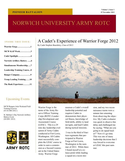 Pioneer Battalion Newsletter - Norwich University