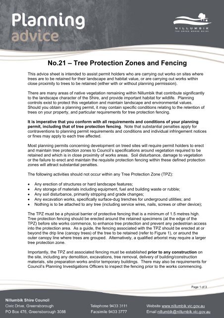 No.21 â Tree Protection Zones and Fencing - Nillumbik Shire Council