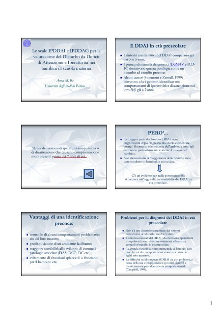 Le scale IPDDAI e IPDDAG per la valutazione dell'ADHD nei ... - Aidai