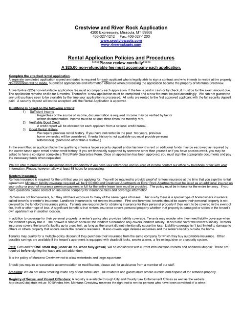 Crestview and River Rock Application - Apartments