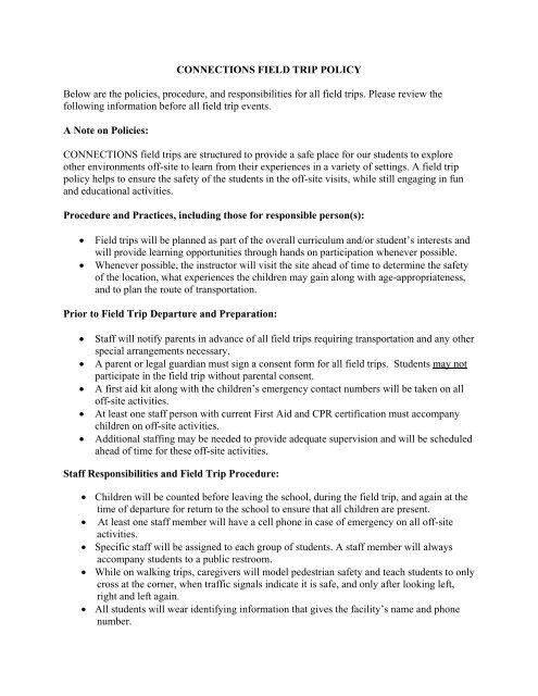 Field Trip Policy - Holyoke Public Schools