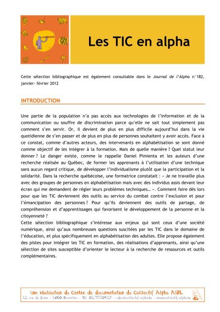 Les TIC en alpha - Collectif Alpha
