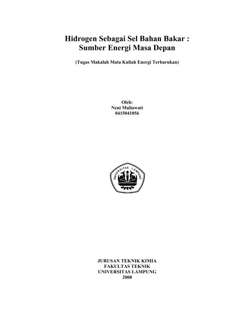Hidrogen Sebagai Sel Bahan Bakar : Sumber Energi Masa Depan