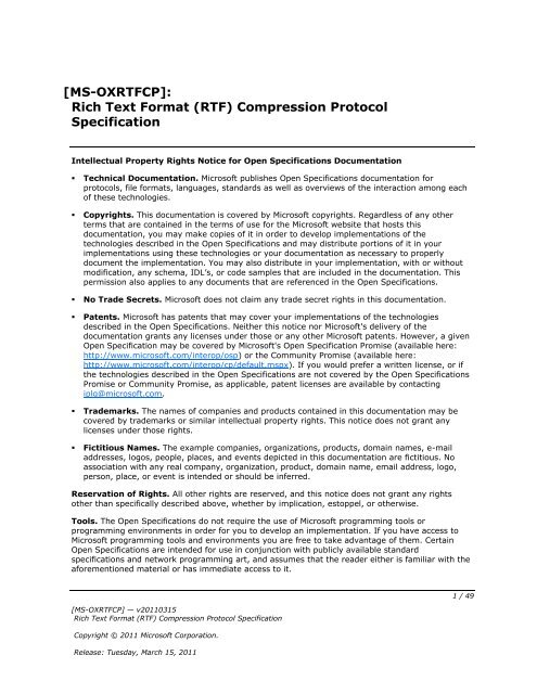 (RTF) Compression Protocol Specification