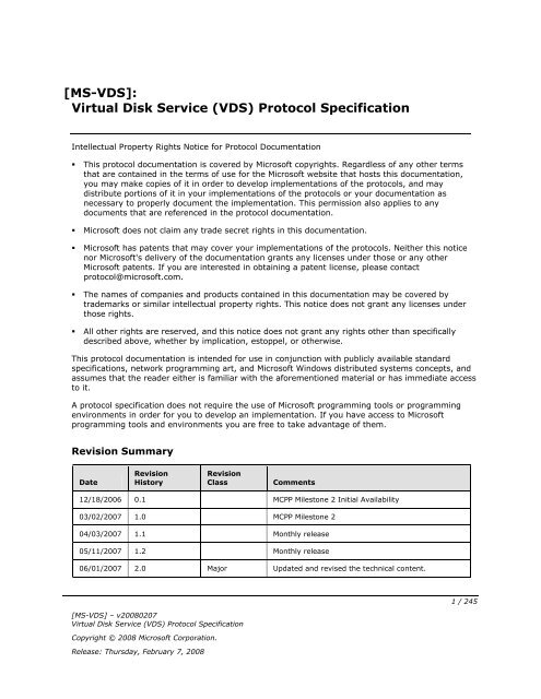 [MS-VDS]: Virtual Disk Service (VDS) Protocol Specification