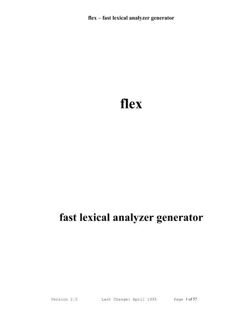 flex fast lexical analyzer generator
