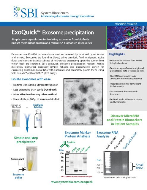 ExoQuickâ ¢ Exosome precipitation - System Biosciences