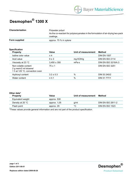 Desmophen 1300 X Desmophen