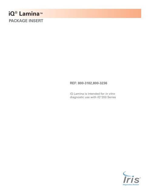 iQÂ® Laminaâ ¢ PACKAGE INSERT - IRIS Diagnostics
