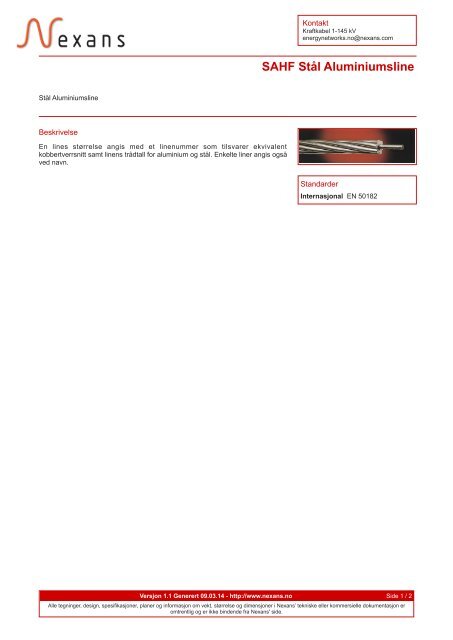 Datablad / PDF - Nexans