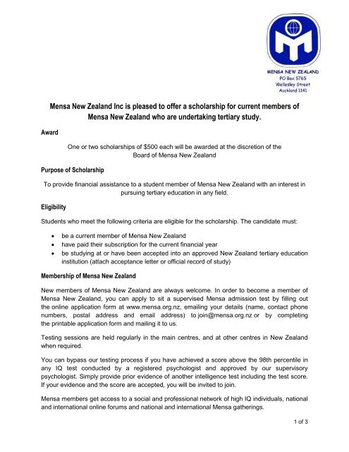 Scholarship details and application form (PDF, 122KB)