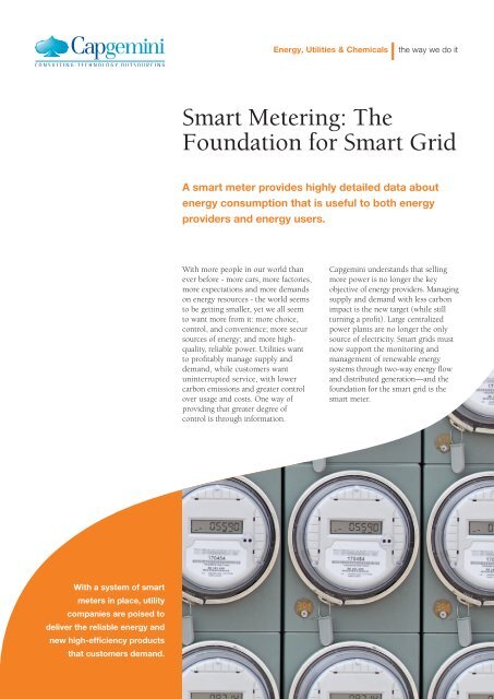 Smart Metering: The Foundation for Smart Grid - Smart Grids