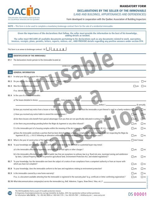 Declaration by the seller