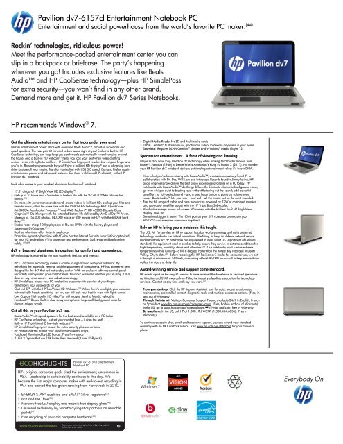 HP Pavilion Data Sheet - Walmart