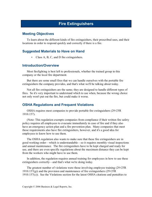 Fire Extinguisher Training