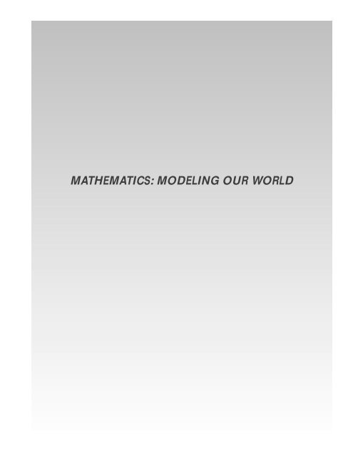 Mathematics Modeling Our World Comap