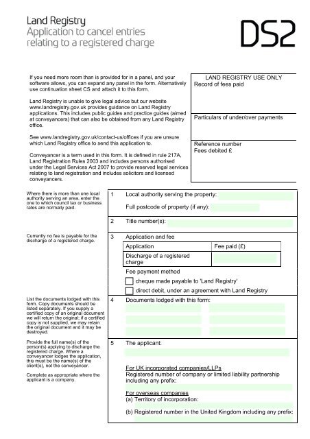 download form DS2 - Land Registry