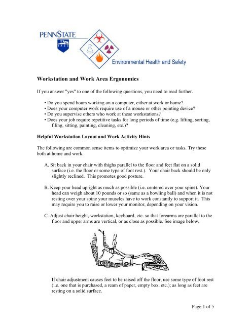 Workstation and Work Area Ergonomics