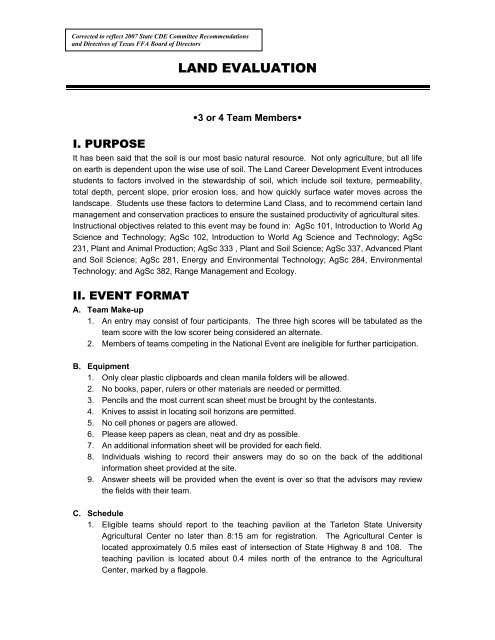 LAND EVALUATION - Texas FFA Association