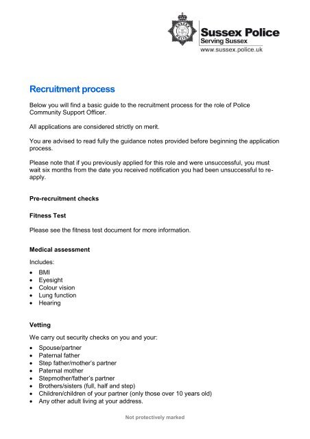 Recruitment process - Sussex Police
