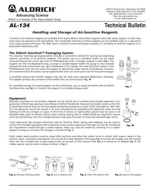 Handling and Storage of Air-Sensitive Reagents