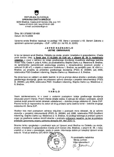 REPUBLIKA SLOVENIQA UPRAVNA ENOTA ... - Upravne enote