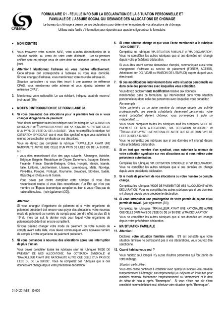formulaire c1 - feuille info sur la declaration de la situation ...