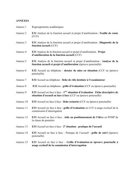 ANNEXES Annexe 1 Regroupements acadÃ©miques Annexe 2 E31 ...