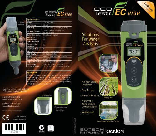 EcoTestr EC High - Eutech
