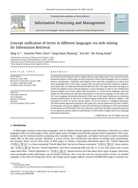 Concept unification of terms in different languages ... - IR & NLP Lab