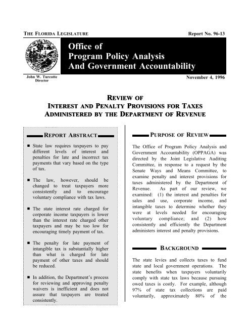 DOR Interest & Penalty Provisions for Taxes