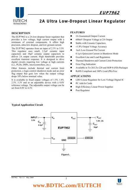 2a Ultra Low Dropout Linear Regulator