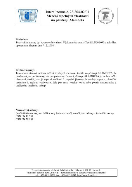 dokument PDF - Centrum Textil - Technická univerzita v Liberci dokument PDF - Centrum Textil - Technická univerzita v Liberci