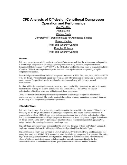 Cfd Analysis Of Off Design Centrifugal Compressor Operation And