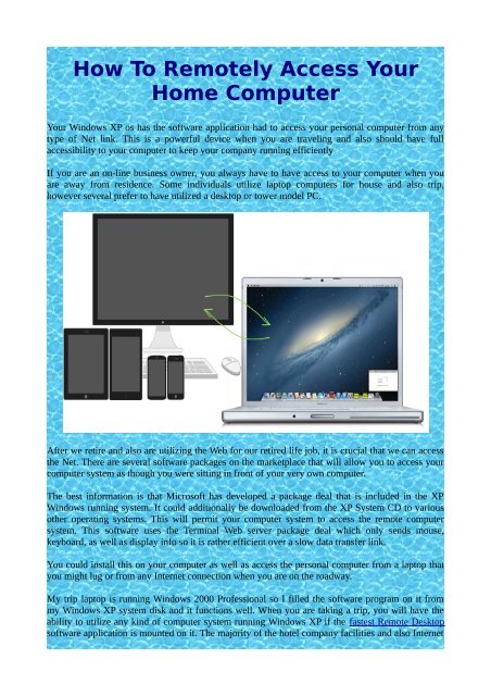 How To Remotely Access Your Home Computer