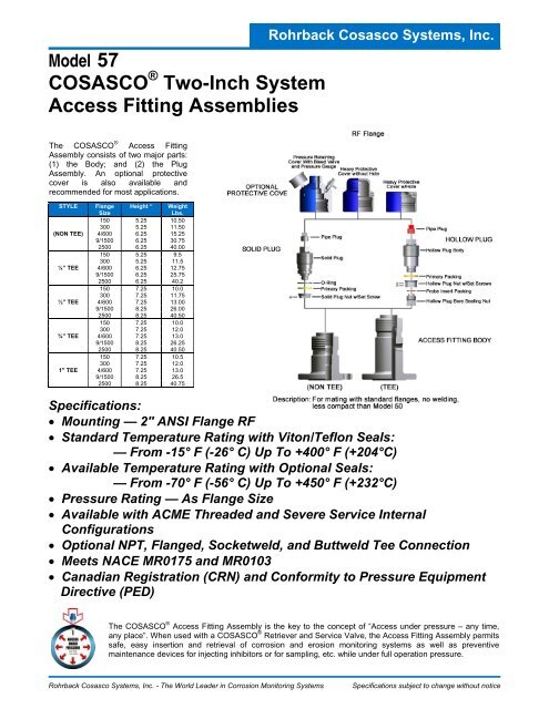 COSASCO Two-Inch System Access Fitting Assemblies - Rohrback ...