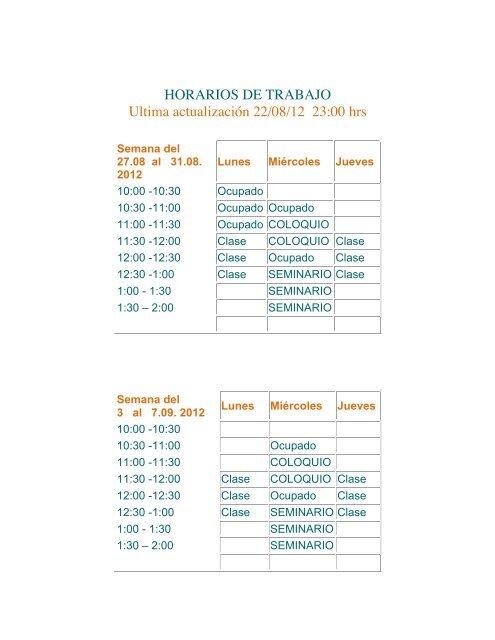 horario de trabajo