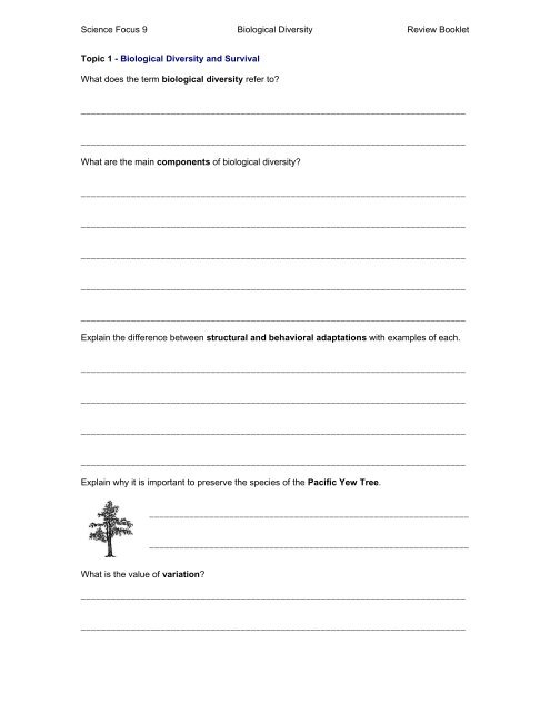 Unit 1 - Biological Diversity - Ed Quest