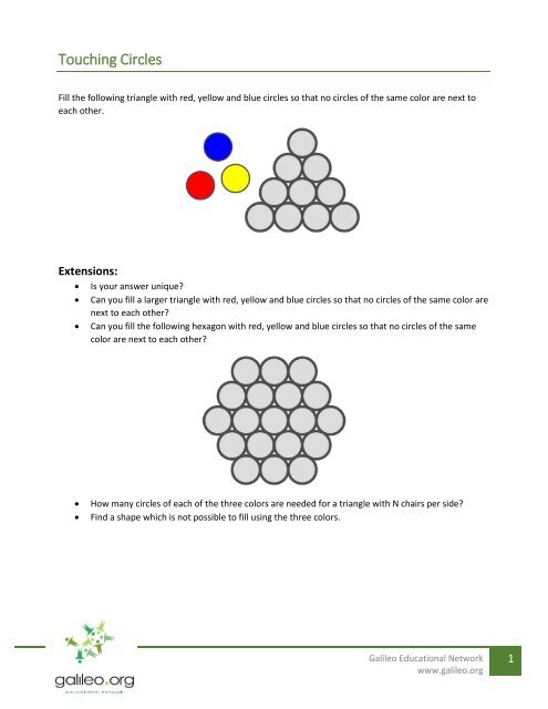 Touching Circles - Galileo Educational Network