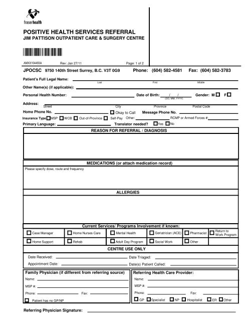 Positive Health Services Referral Form - Physician