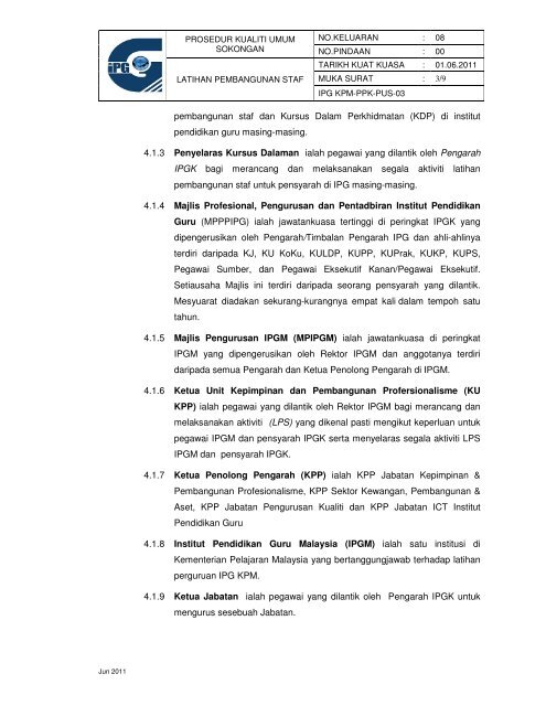 PROSEDUR KUALITI UMUM SOK