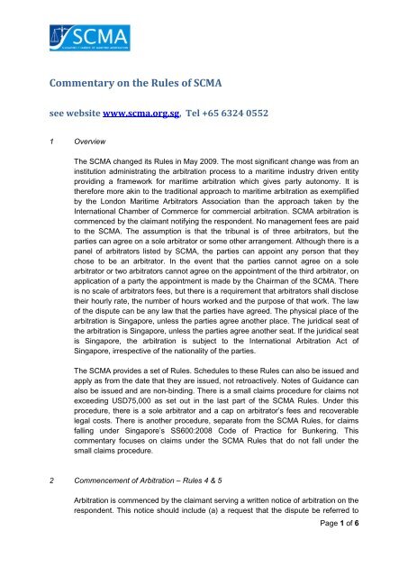 Commentary on the Rules of SCMA