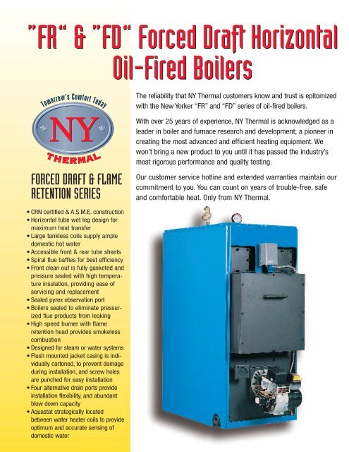 "FR" & "FD" Forced Draft Horizontal Oil-Fired Boilers - NY Thermal Inc.