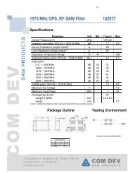 63 MHz/400 kHz B/W SAW Filter 162877 Specifications