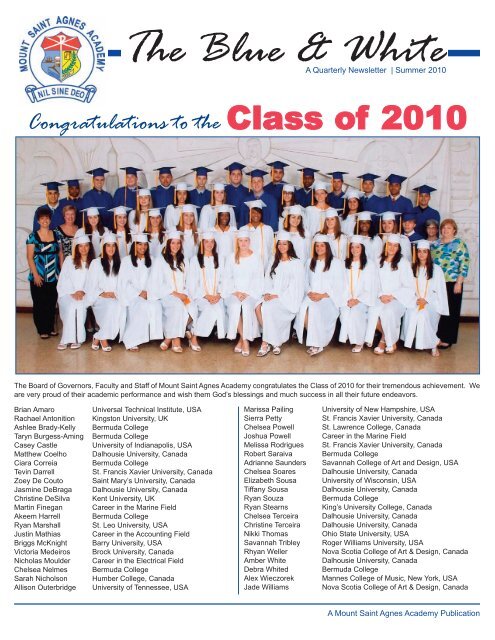 The Blue & White - Mount Saint Agnes Academy