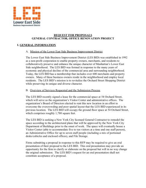 request for proposals general contractor, office renovation - Lower ...