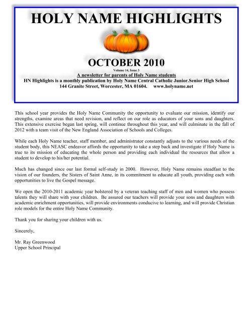 HOLY NAME HIGHLIGHTS - Holy Name Junior Senior High School