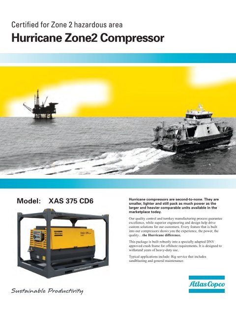 XAS 375 CD6 Hurricane Zone2 Compressor - Atlas Copco
