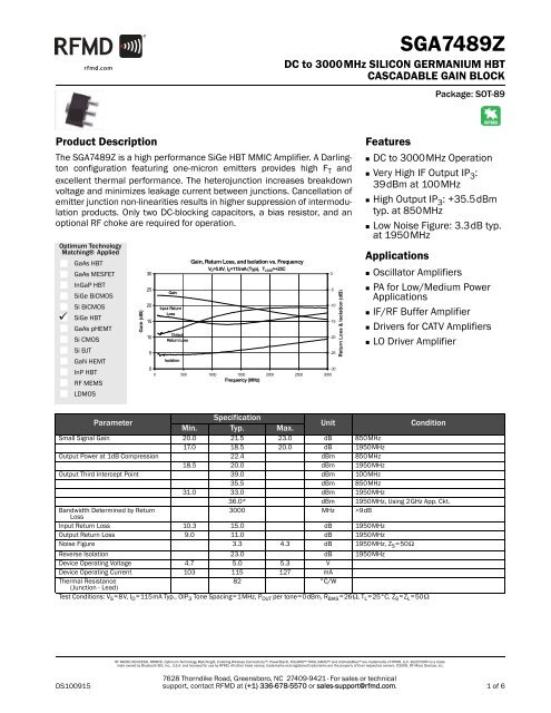SGA7489Z - RF Micro Devices
