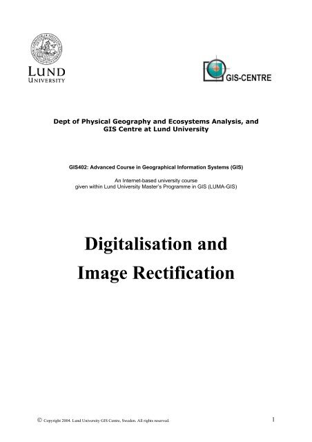 Digitalisation and Image Rectification